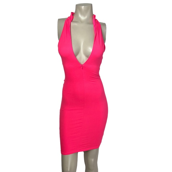 Trendy boutique | Dresses | Neon Pink Front Zipper Back Thong Mini ...